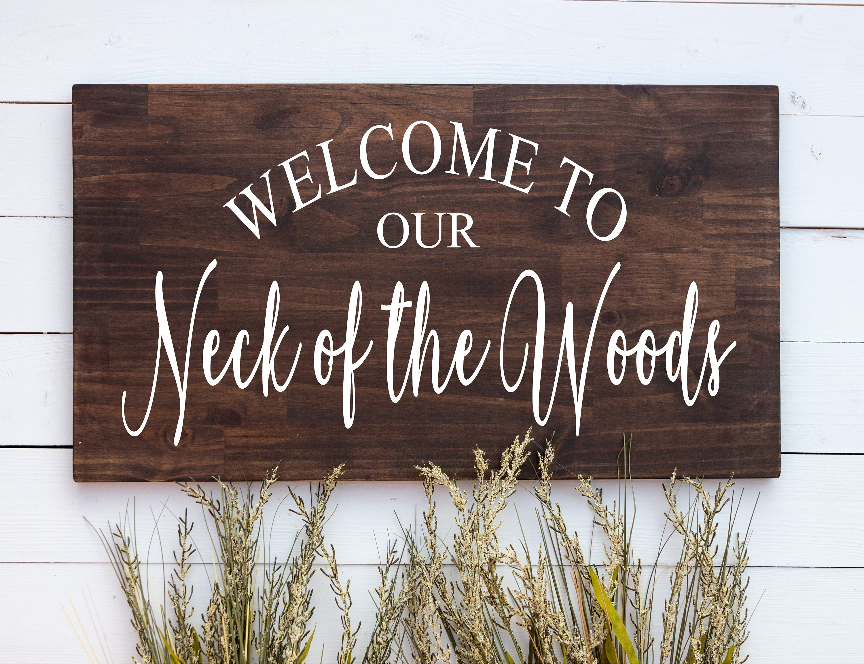 WELCOME to our NECK of the WOODS Handmade Rustic Wood Sign Cabin ...