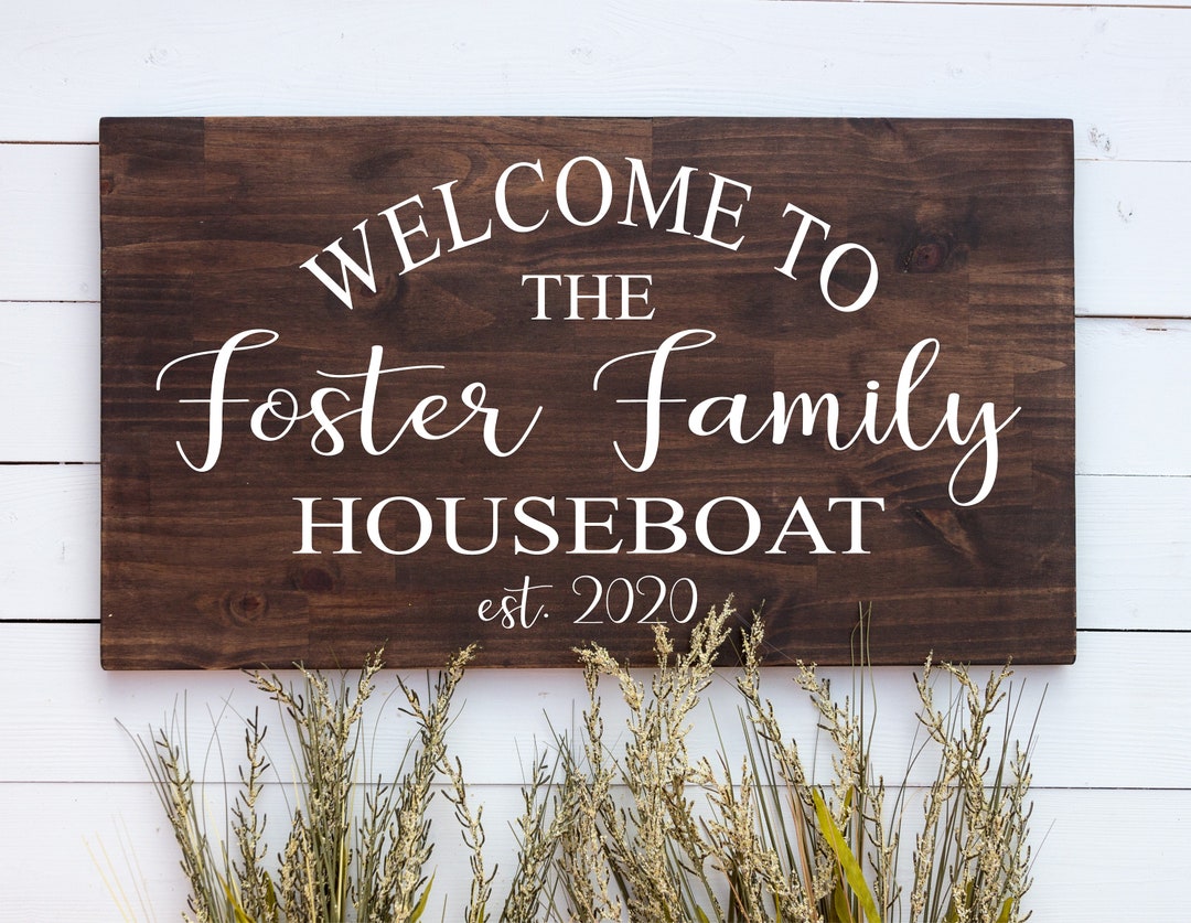 Custom Houseboat Sign With Established Date, Personalized Boat House ...
