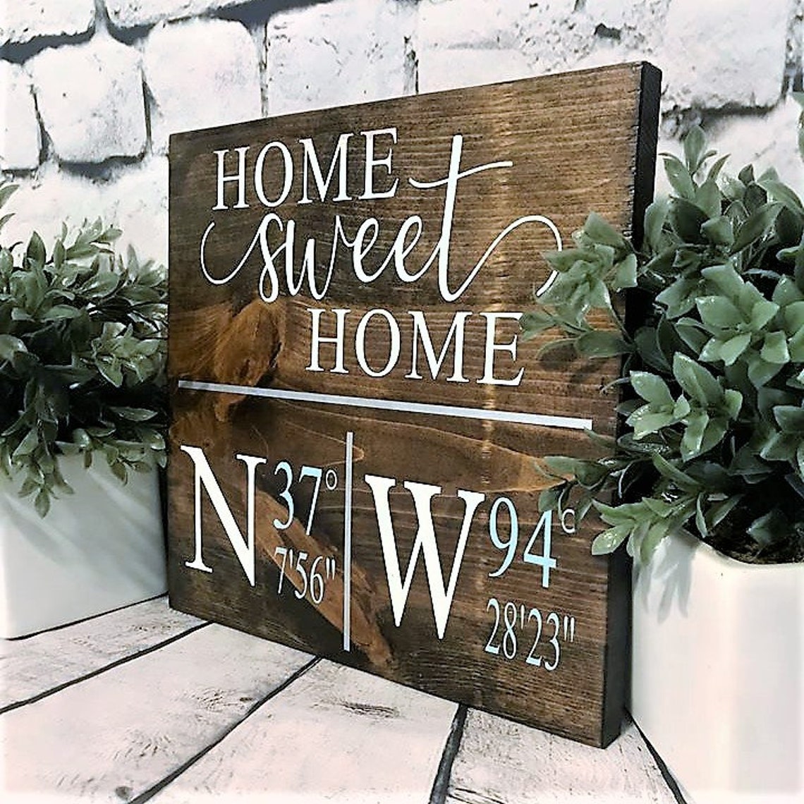 Personalized Home Sweet Home GPS Wood Sign Custom Address | Etsy