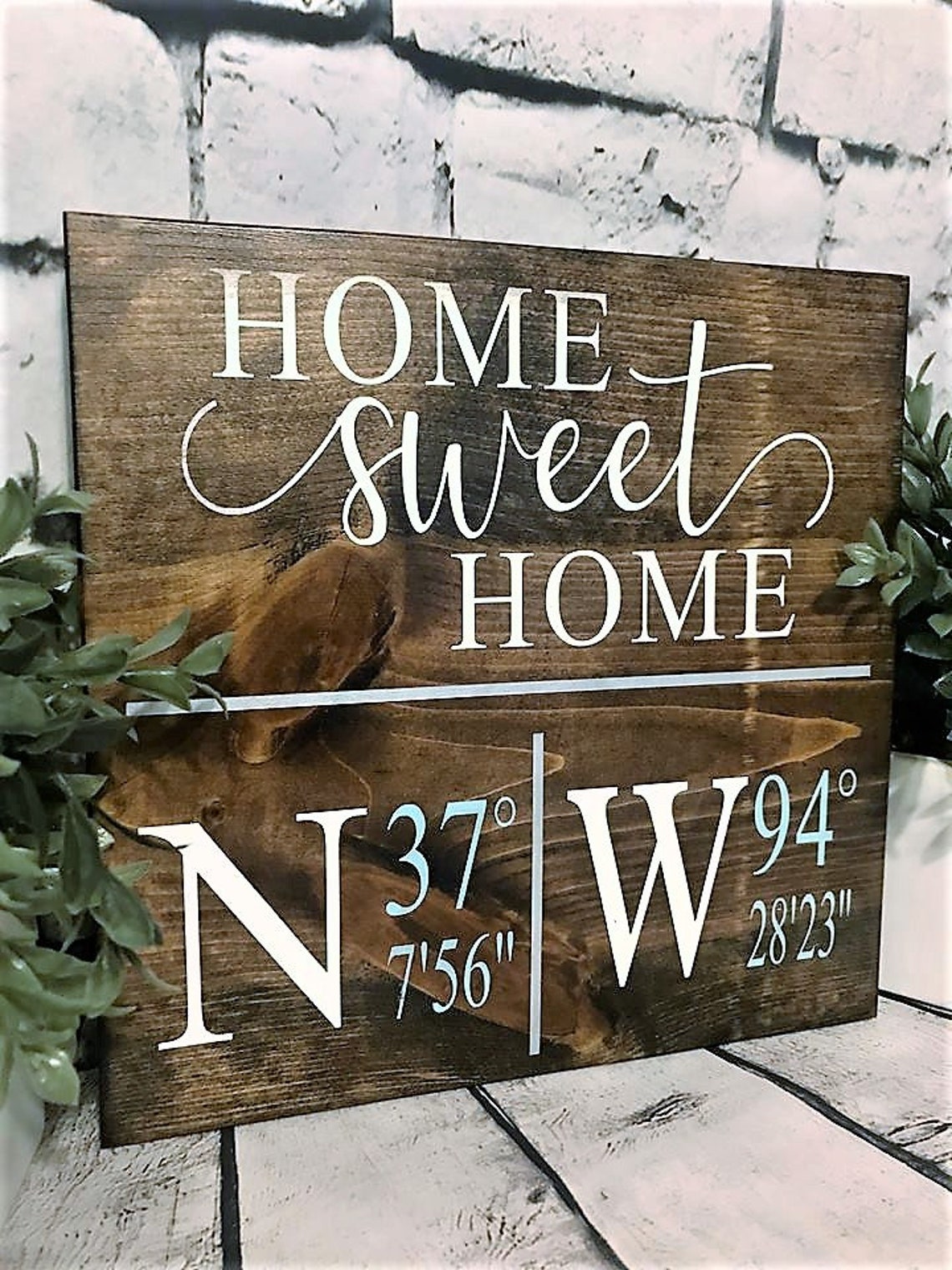 Personalized Home Sweet Home GPS Wood Sign Custom Address | Etsy