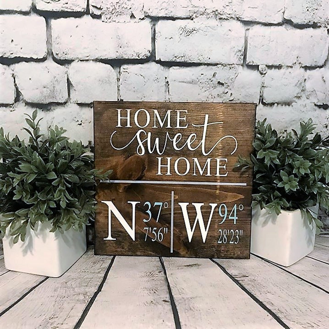 Personalized Home Sweet Home GPS Wood Sign Custom Address | Etsy
