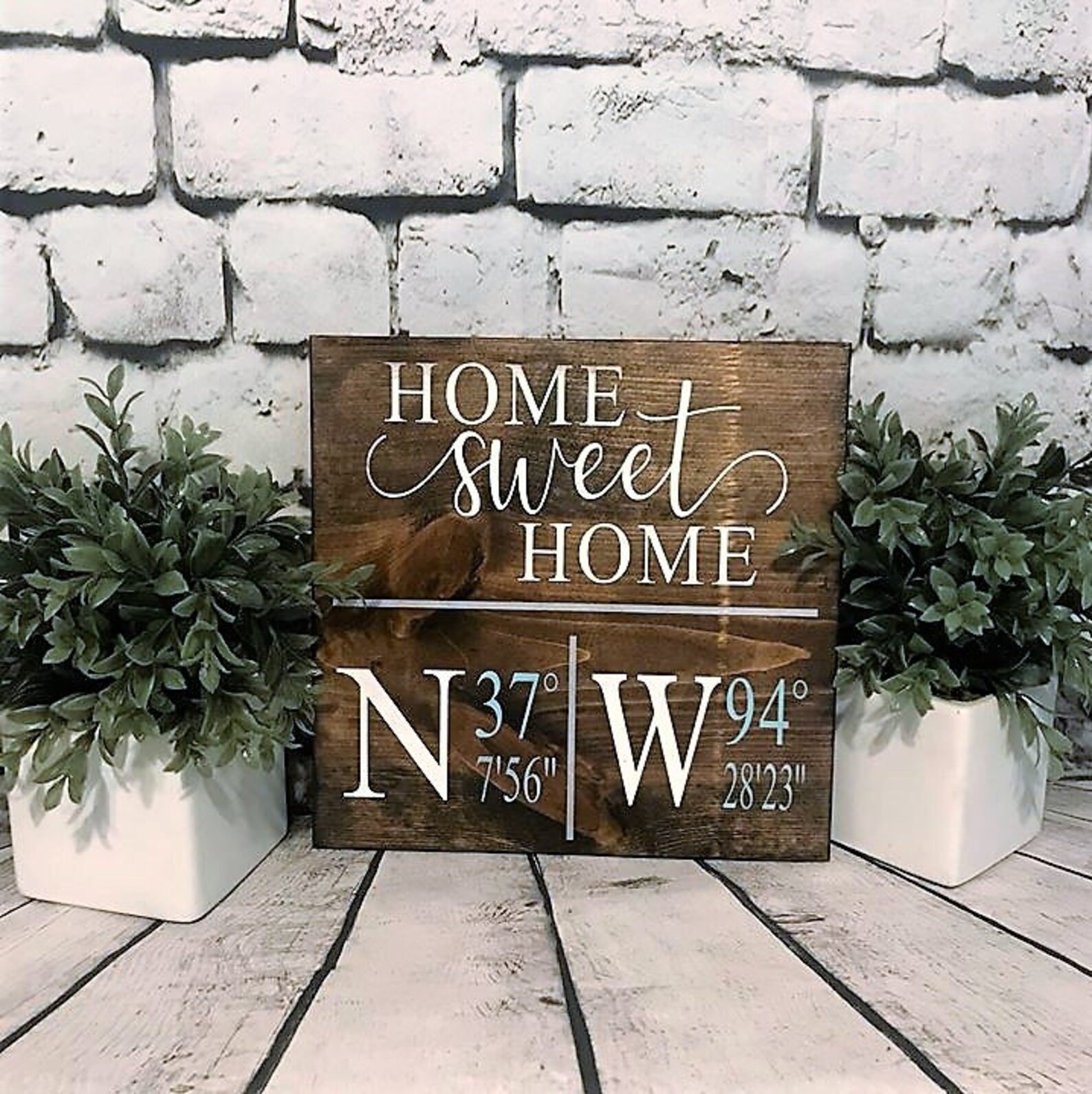 Personalized Home Sweet Home GPS Wood Sign Custom Address | Etsy