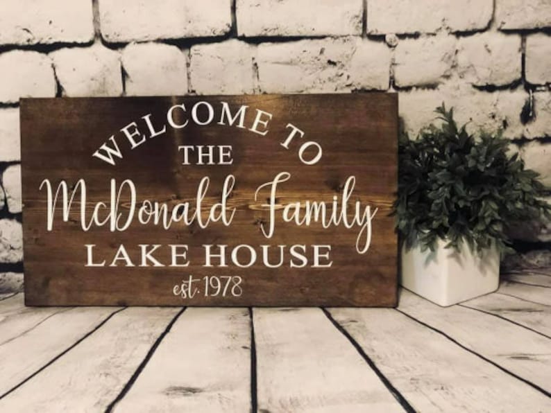 Custom Lake House Wood Sign With Established Date - Etsy