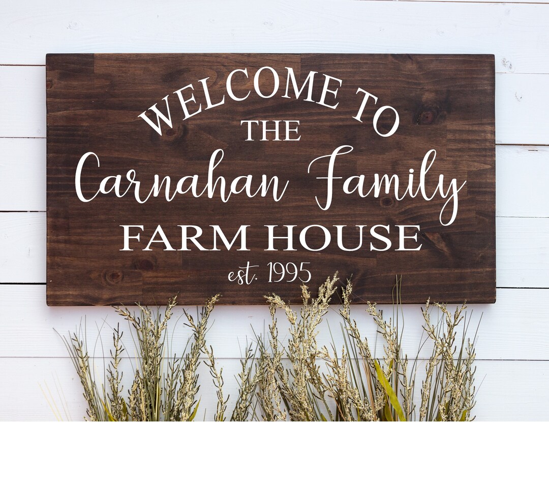 Welcome to the Farm House Wood Sign, Personalized Family Name, Rustic ...