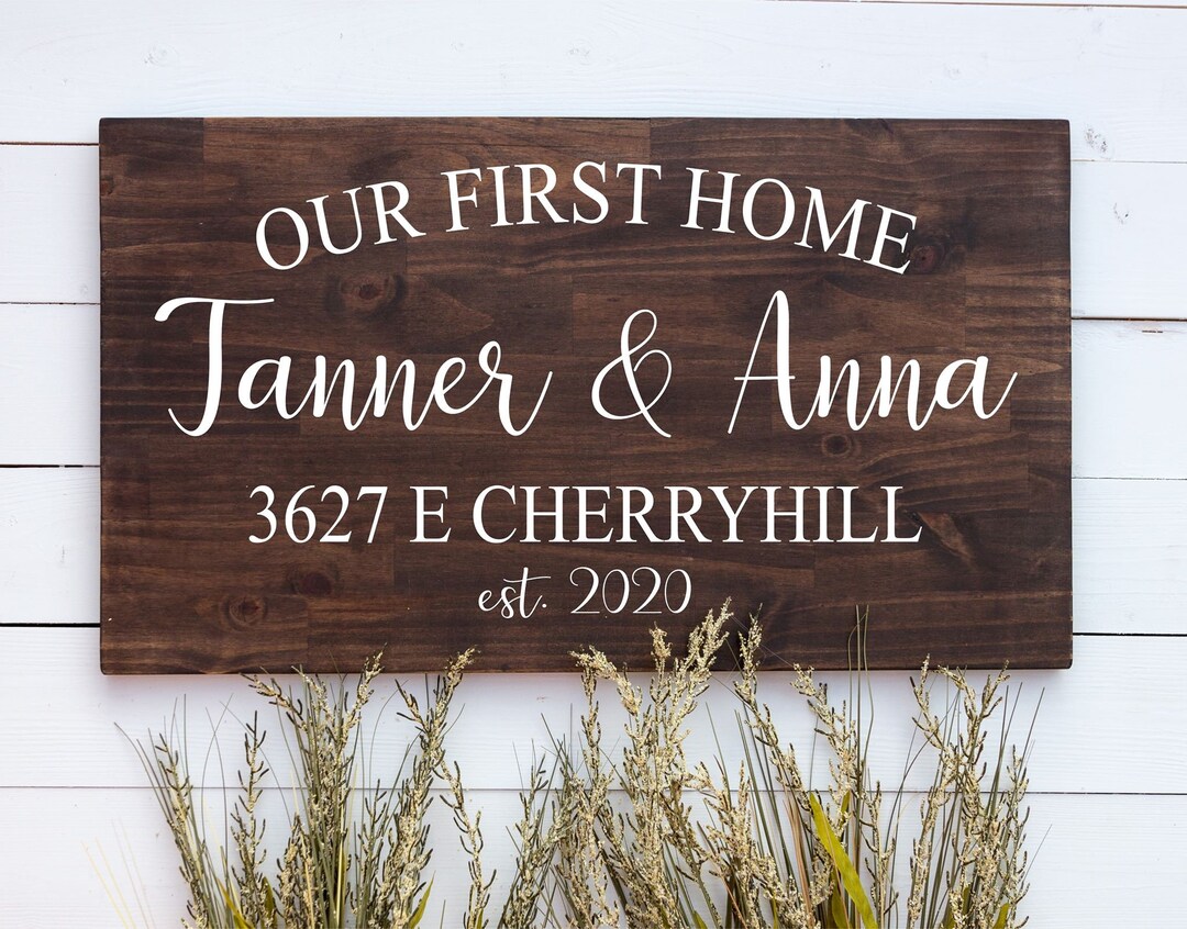 Personalized Our First Home Wood Sign, Custom Address & Established ...