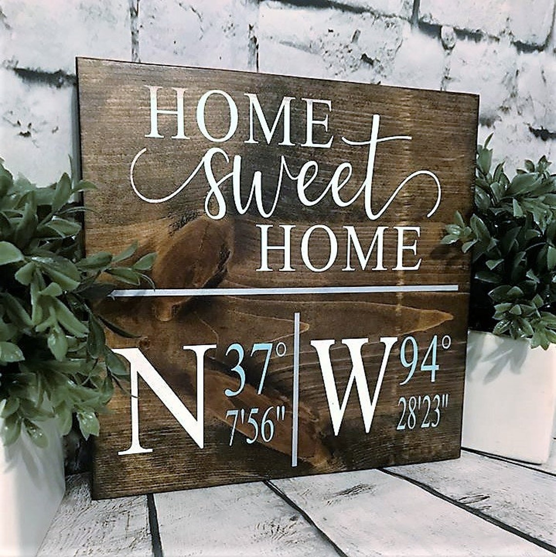 Personalized Home Sweet Home GPS Wood Sign Custom Address | Etsy