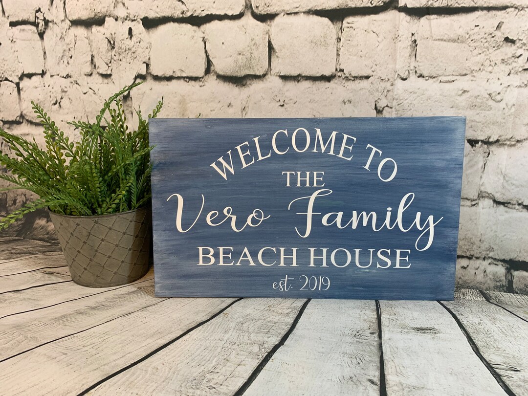 Custom Beach House Wood Sign With Established Date, Personalized Shore ...