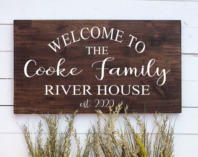 Custom River House Sign With Established Date, Personalized Lake Home ...