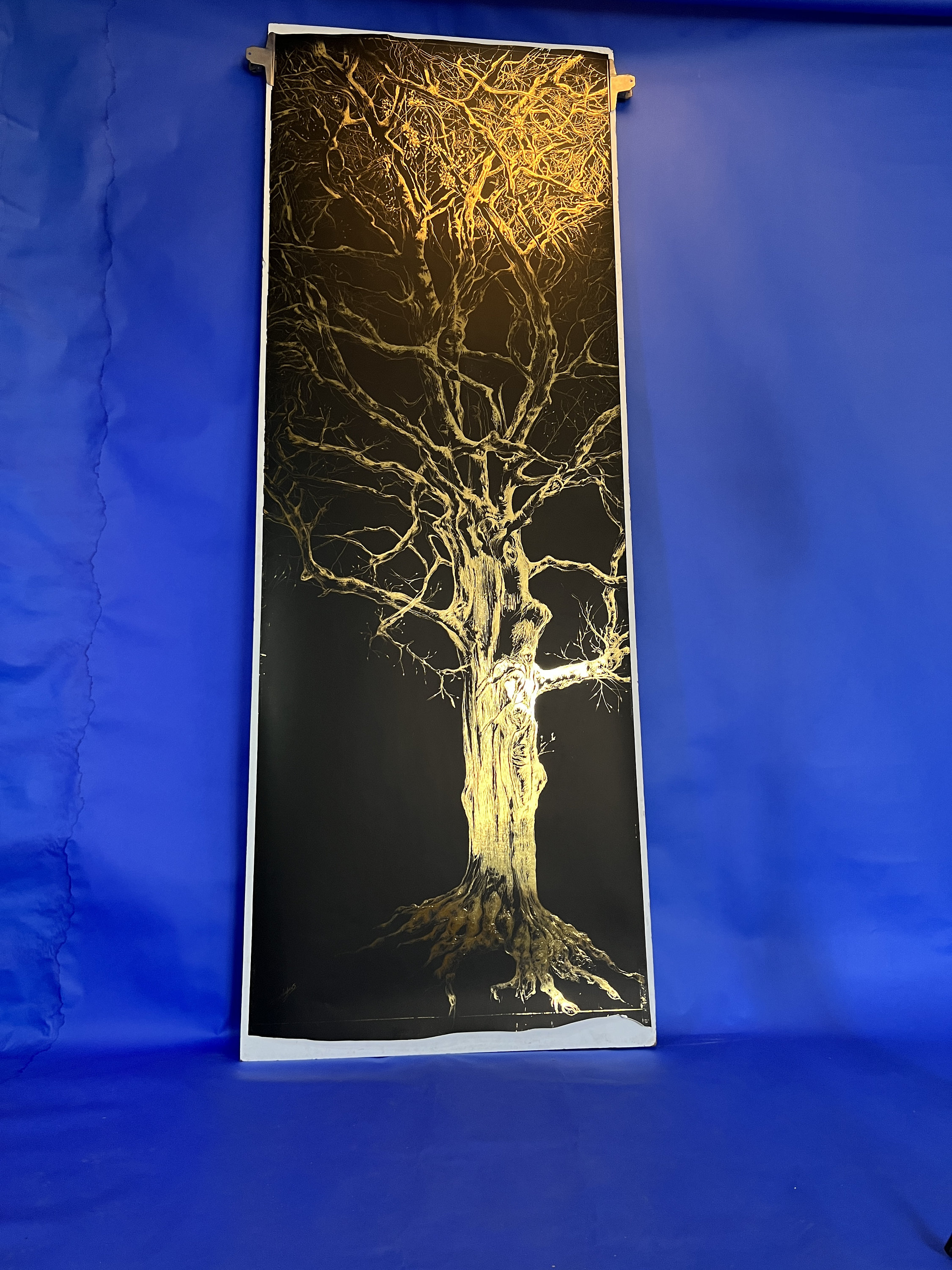 Huge Gold and Black Drawing, Hand-scratched Drawing of a Tree, Tree of ...