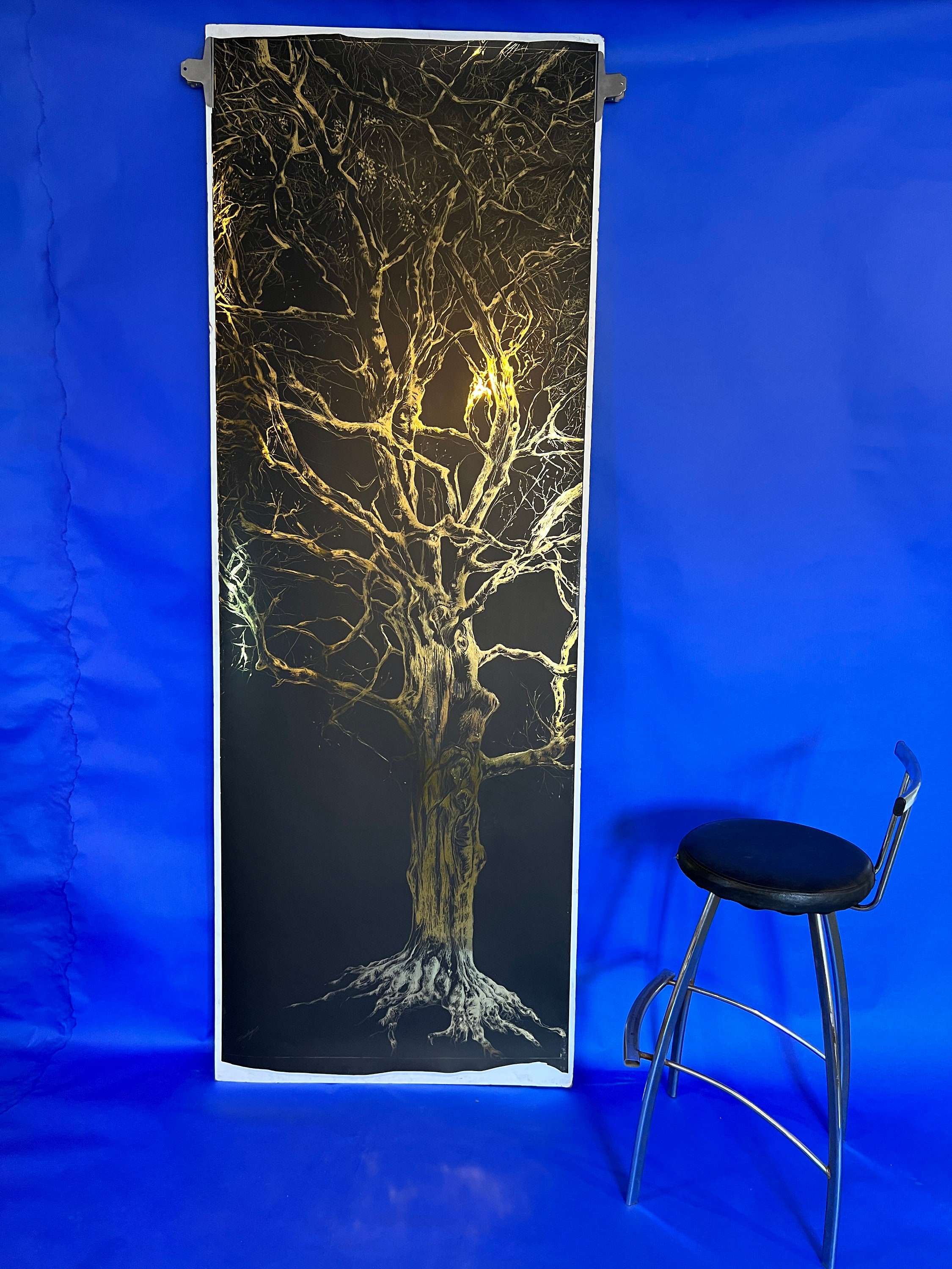 Huge Gold and Black Drawing, Hand-scratched Drawing of a Tree, Tree of ...