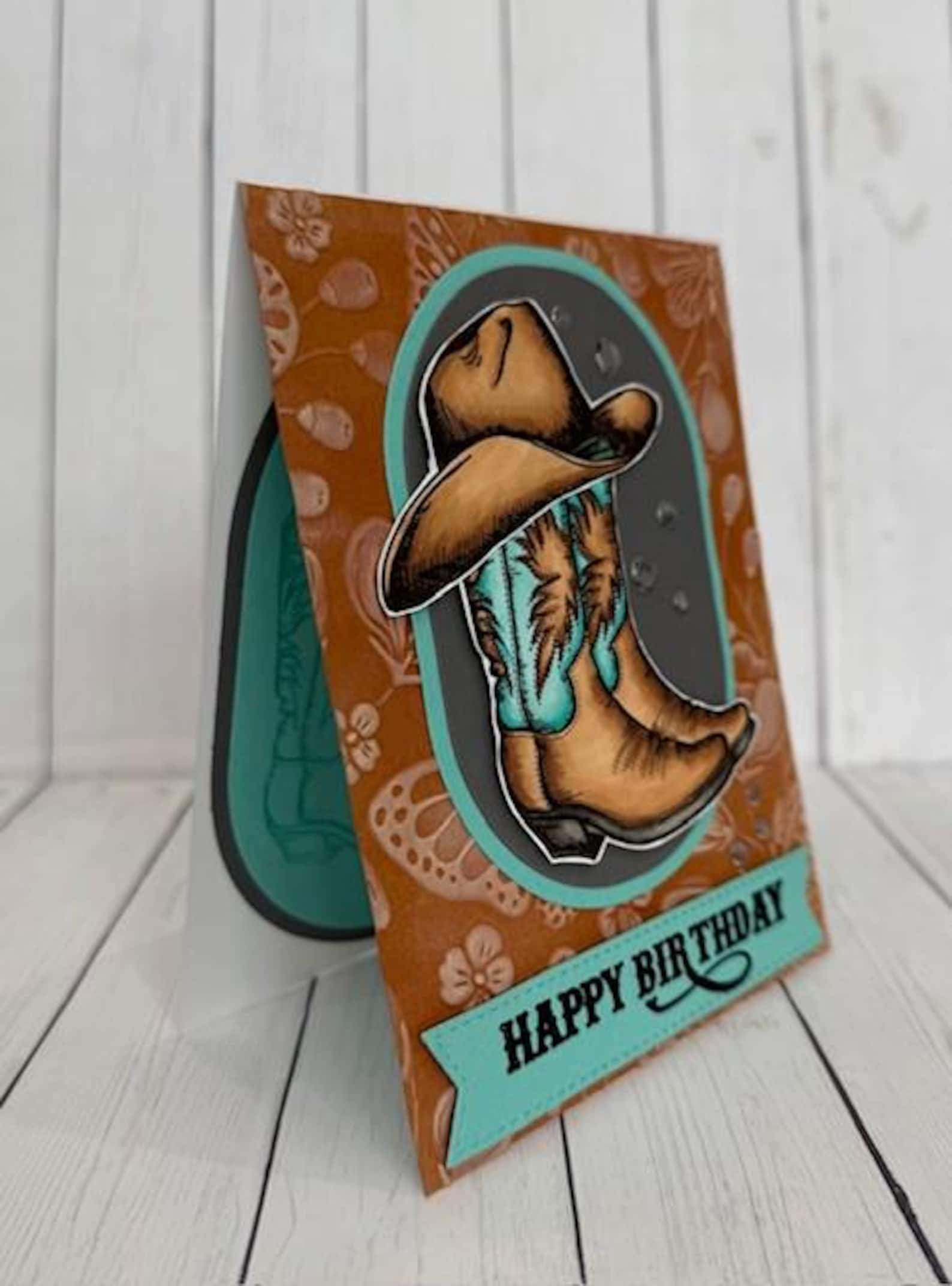 Handmade Cowboy Boots Birthday Card, Western Style - Etsy