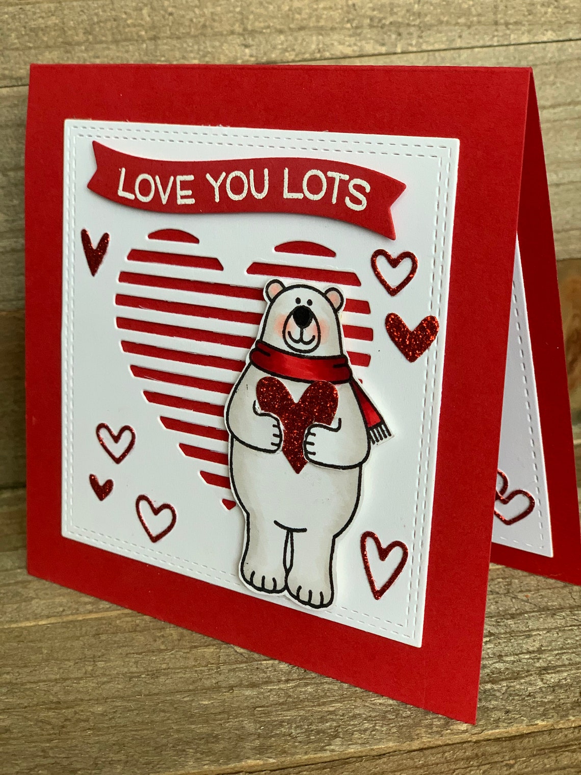 Bear Love Valentine's Day Cards Set of 2/ Size 4 1/2 by 4 1/2 Handmade ...