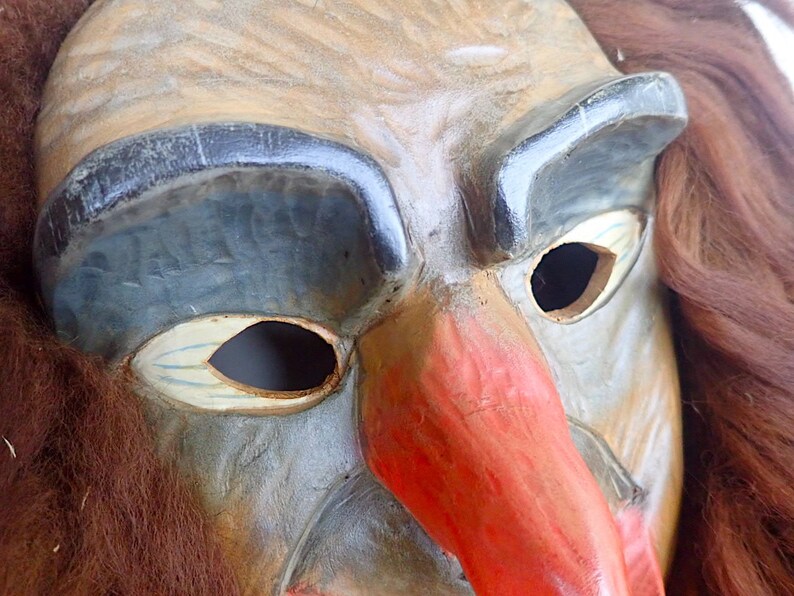 Vintage Mask Wooden Mask Carved Wood Carving Switzerland Swiss Mask ...