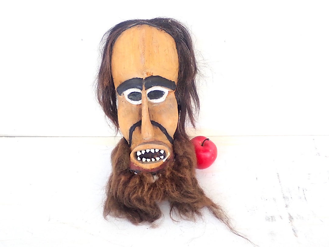 Wooden Mask Carved Wood Swiss Mask Decoration Wall Mask Aeschlimann ...