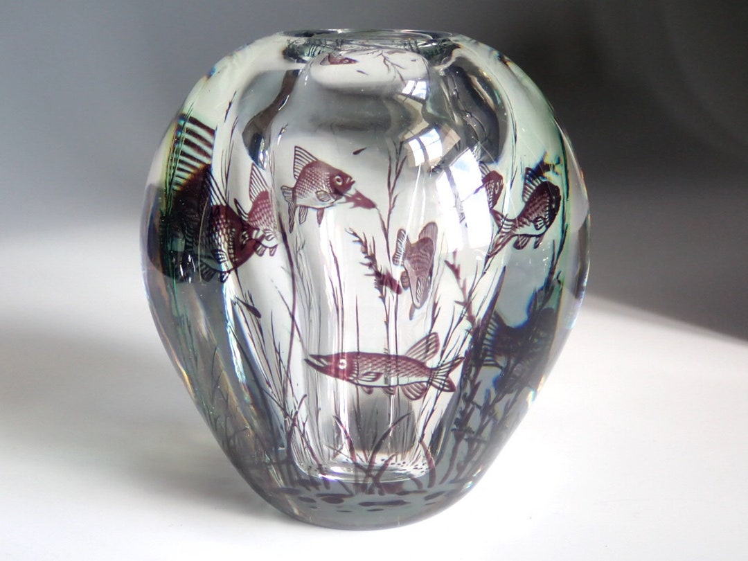 Vintage Orrefors Vase Fiskgraal Edward Hald Design Graal Vintage Glass ...