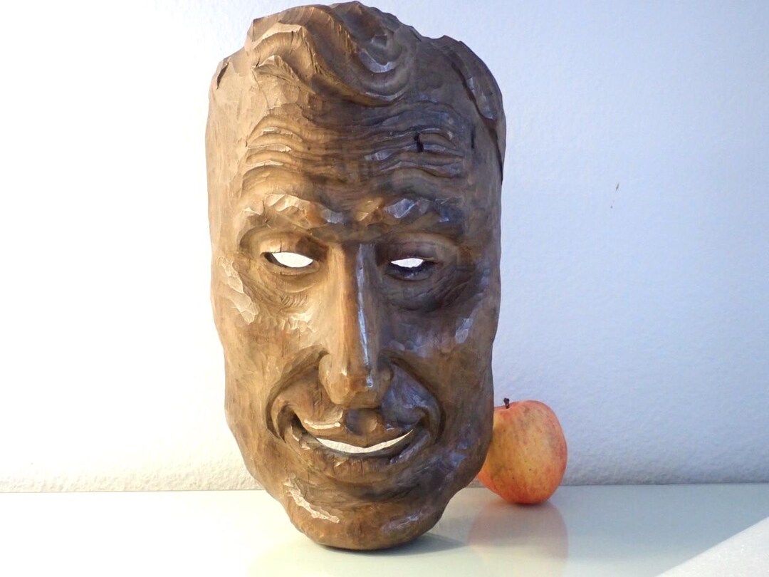 Vintage Mask Wooden Mask Carved Wood Carving Carnival Decoration ...