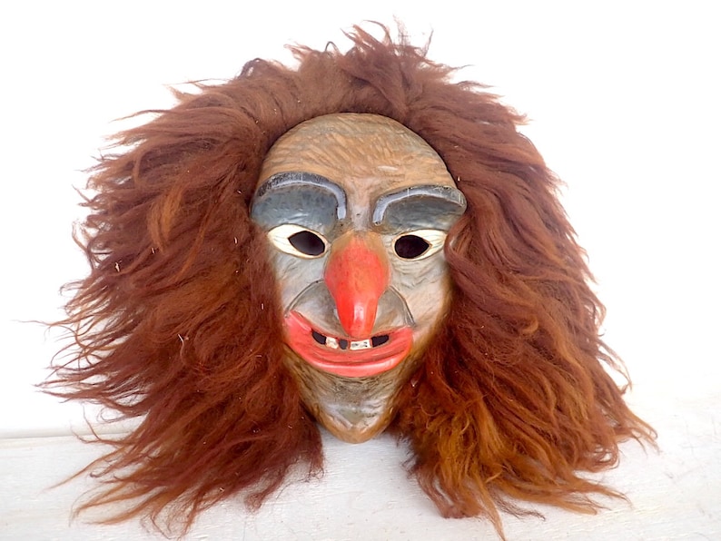 Vintage Mask Wooden Mask Carved Wood Carving Switzerland Swiss Mask ...