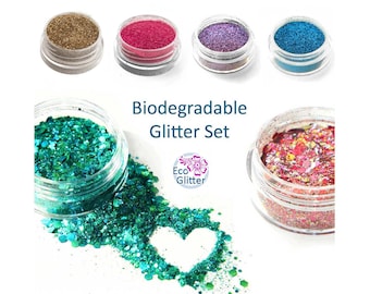 10 Pack of Biodegradable Glitters Including 2 Chunky Blends | Etsy UK