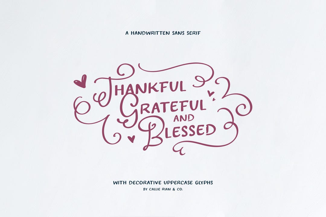 Thankful, Grateful & Blessed Typeface + Dingbats - Font, Sans Serif, Decorative Font, Instant ...