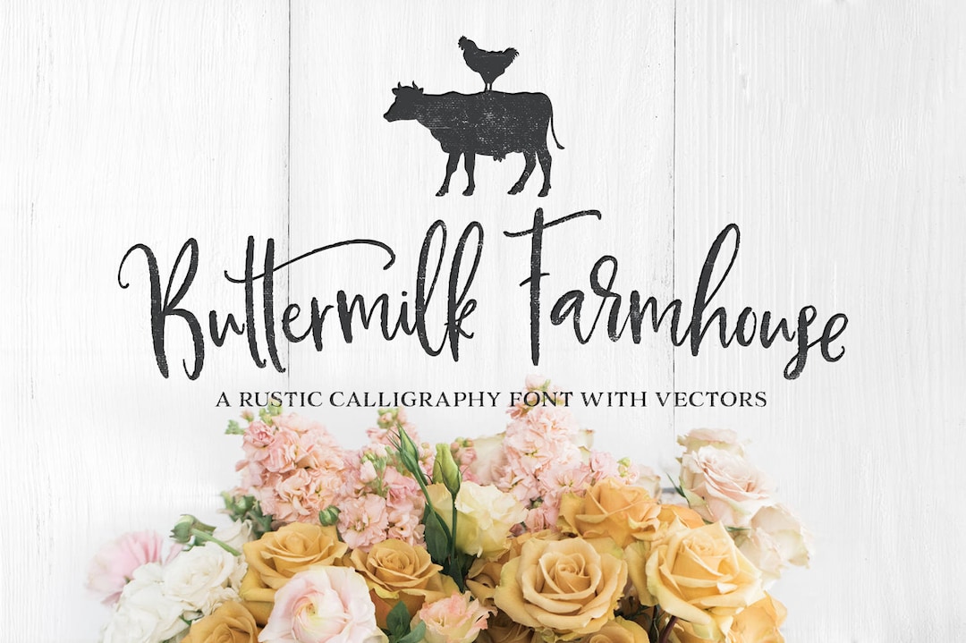 Farmhouse Font + Illustrations - Handwritten Fonts, Calligraphy, Script ...