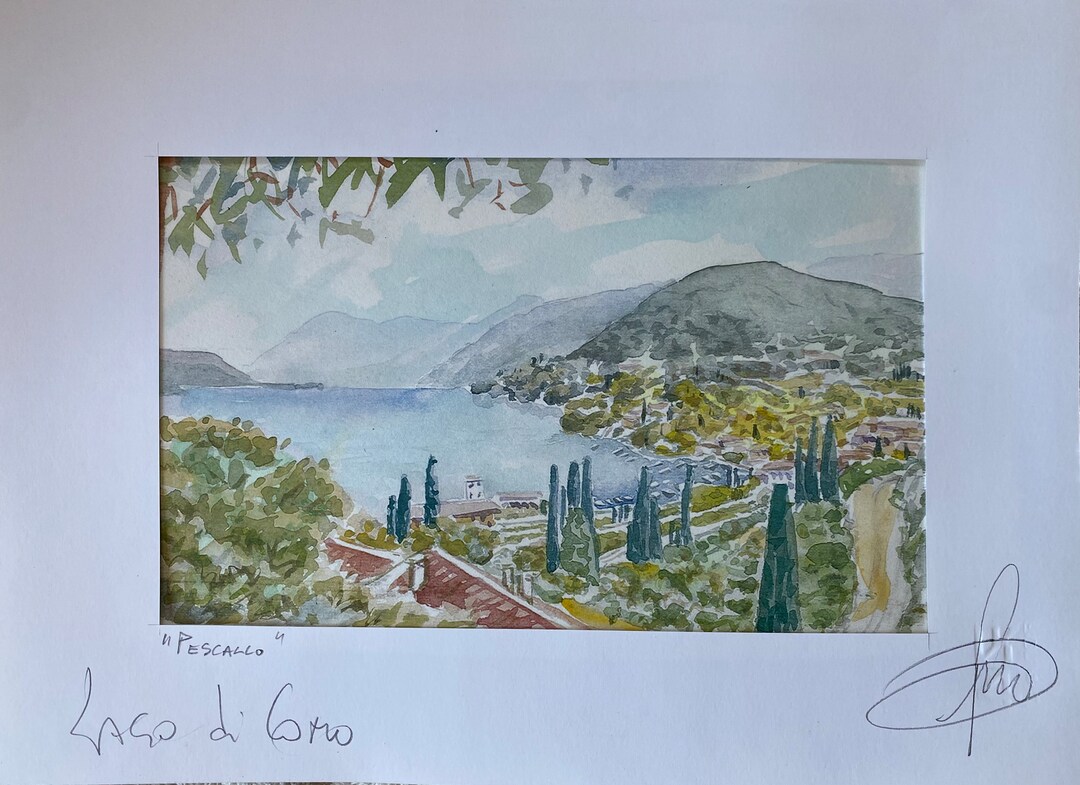 Bellagio PESCALLO Lake Como Hand Watercolor Print Lake Como Italy ... Bellagio PESCALLO Lake Como Hand Watercolor Print Lake Como Italy ...