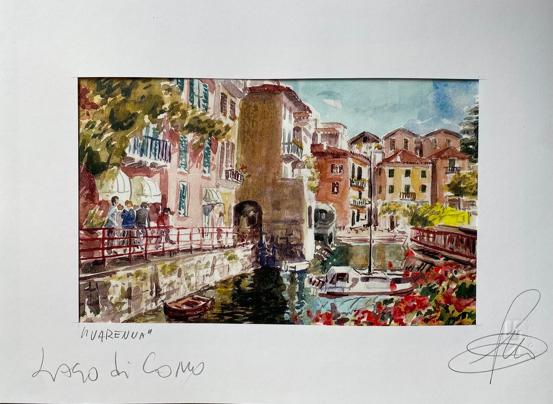 VARENNA Lake Como Hand Watercolor Print Lake Como Italy Watercolor ...