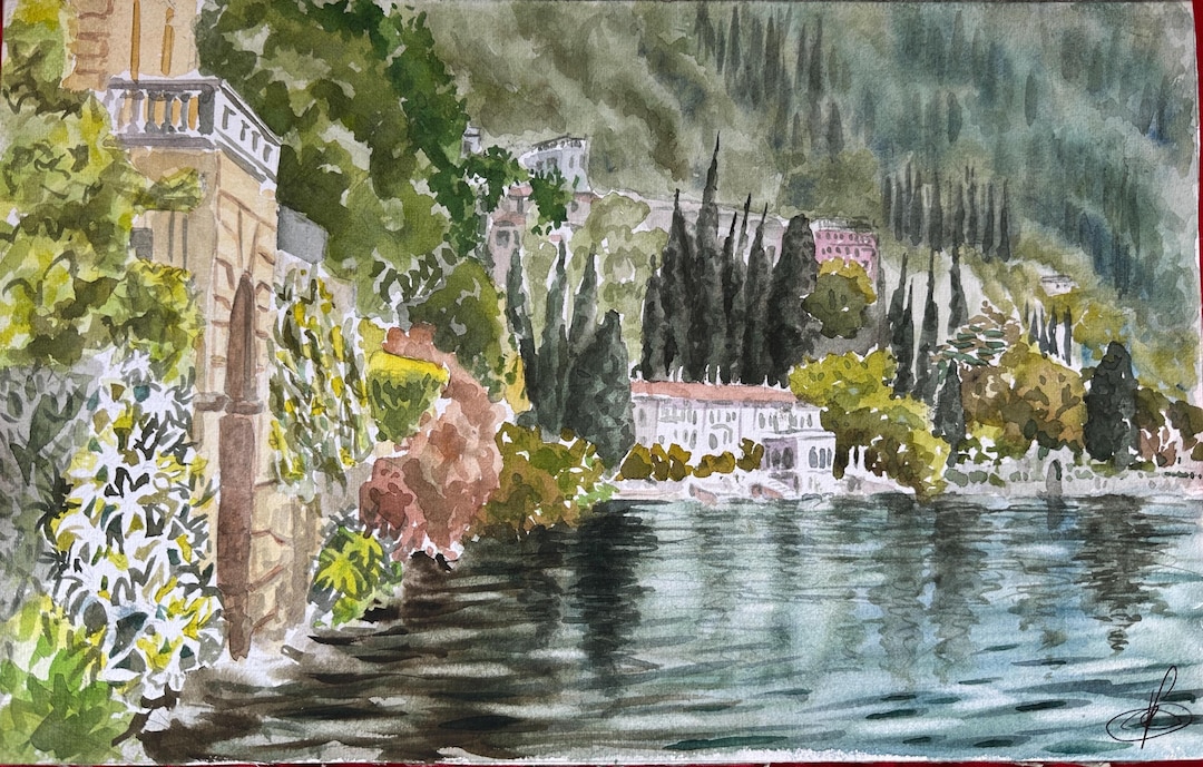 VARENNA Lake Como Lake Como Italy Watercolor Italian Landscape Italy ...