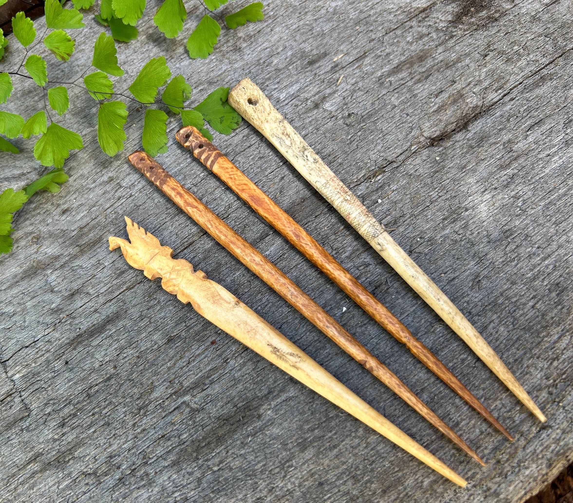 Antique Bone Hair Pin Collection Vintage Hand Carved Hair Pins Burma ...