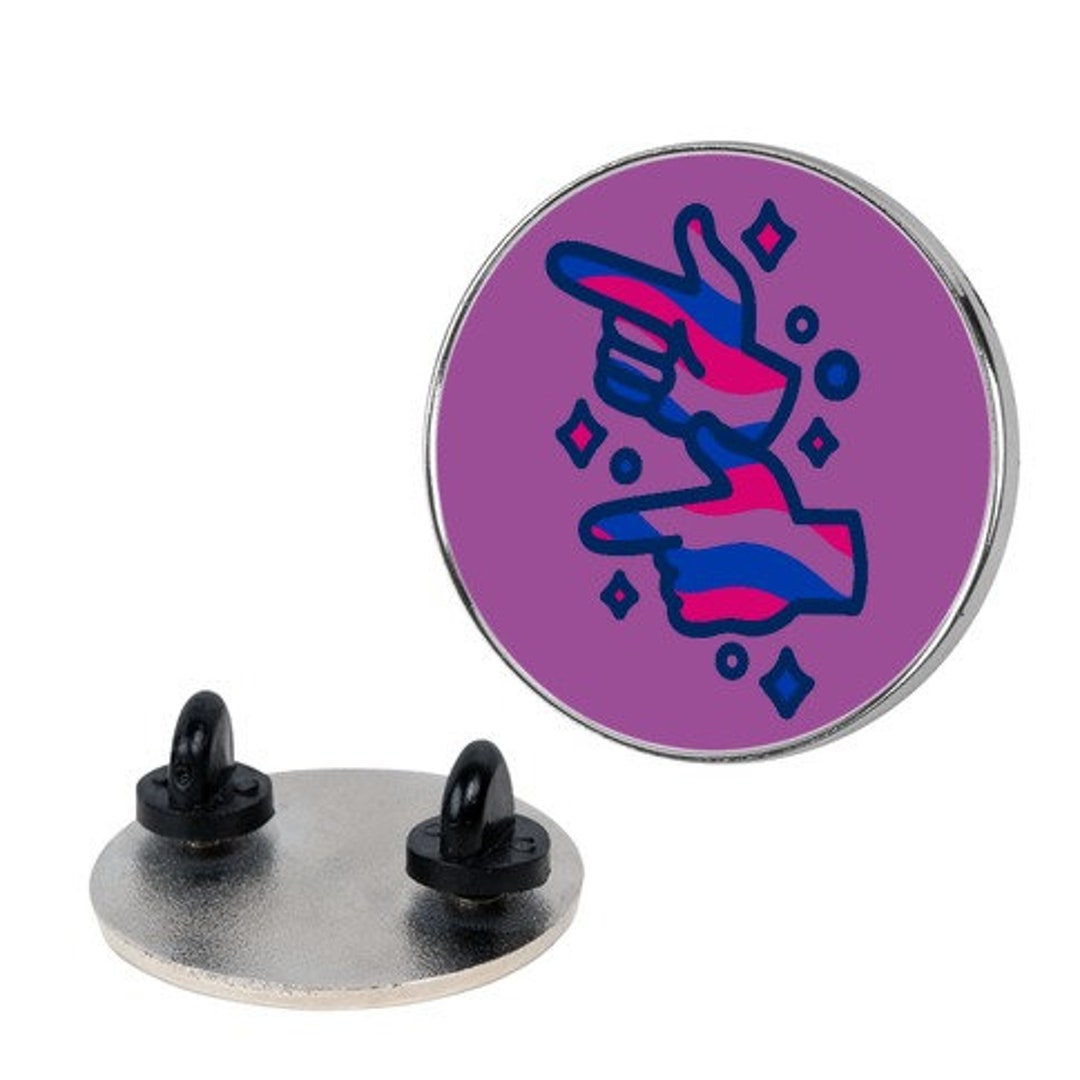 Bisexual Pride Finger Guns Pin Celebrate Inclusivity and Love Enamel ...