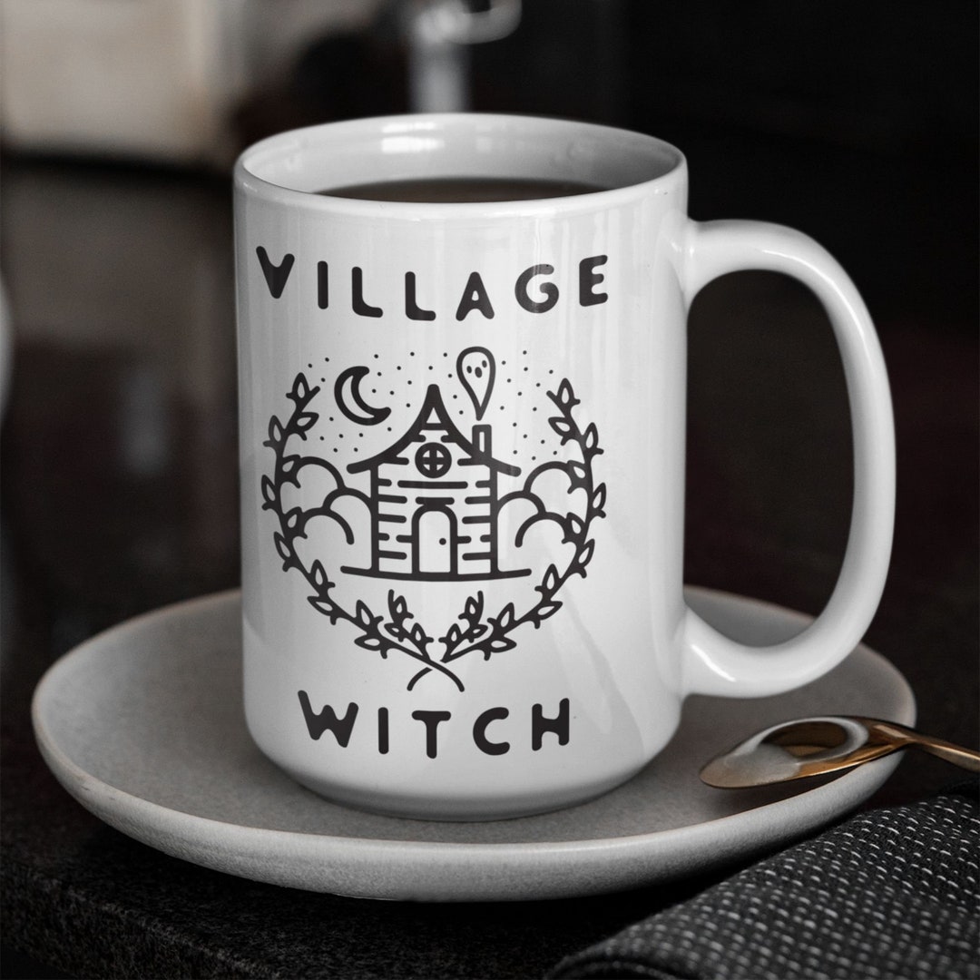 Village Witch Mug Spooky Ceramic Coffee Cups, Witch Coffee Mug, Double ...