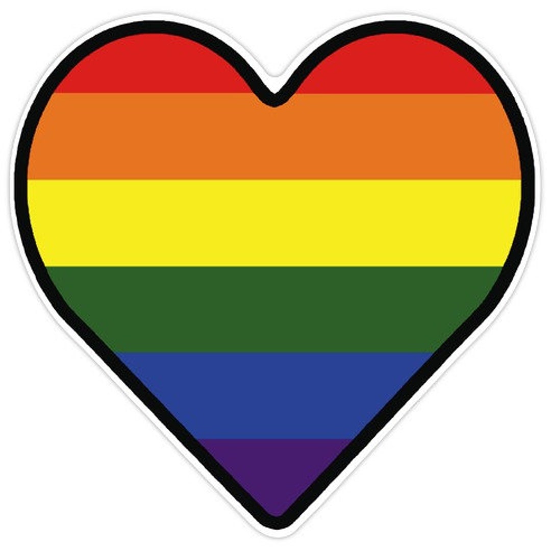 Rainbow Heart Die Cut Sticker - Etsy