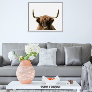 Modern Farmhouse Highland Cow Print Digital Download. Animal Head ...