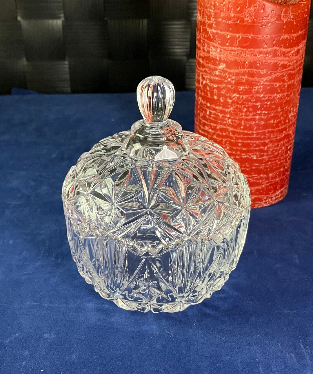 Crystal Covered Candy Dish Starburst Pattern Scalloped Sawtooth Edge - Etsy
