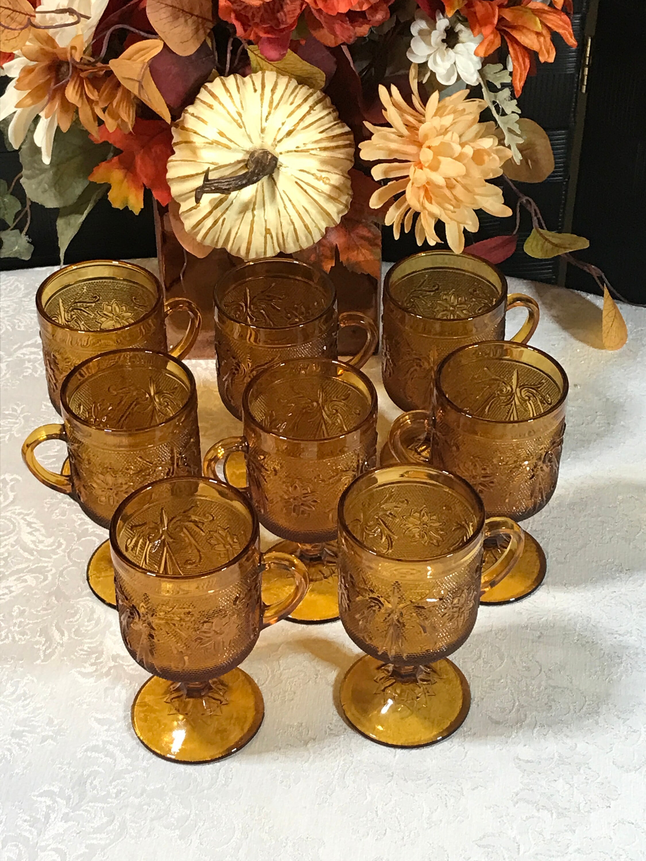 Indiana Glass Amber Sandwich Pattern (tall Coffee Mugs) Sold by Single ...