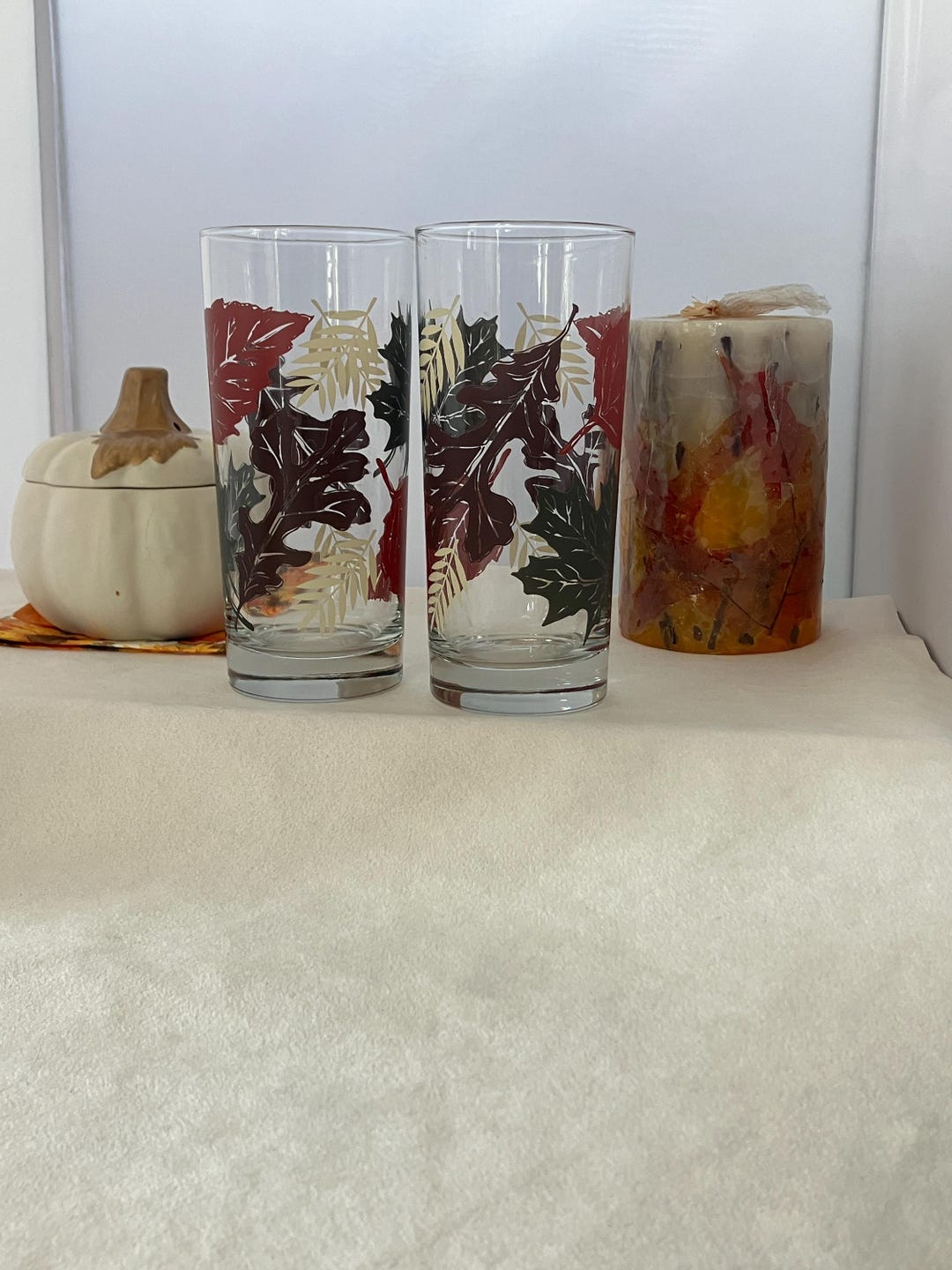 2 Fall Glasses. You Will Love Leaves All Around - Etsy
