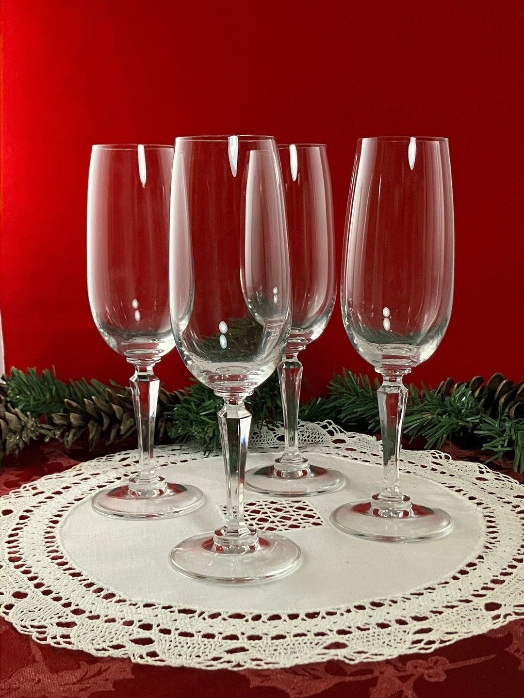 Set of 4 American Stemware Fluted Champagne 'carmel' Pattern Clear No ...