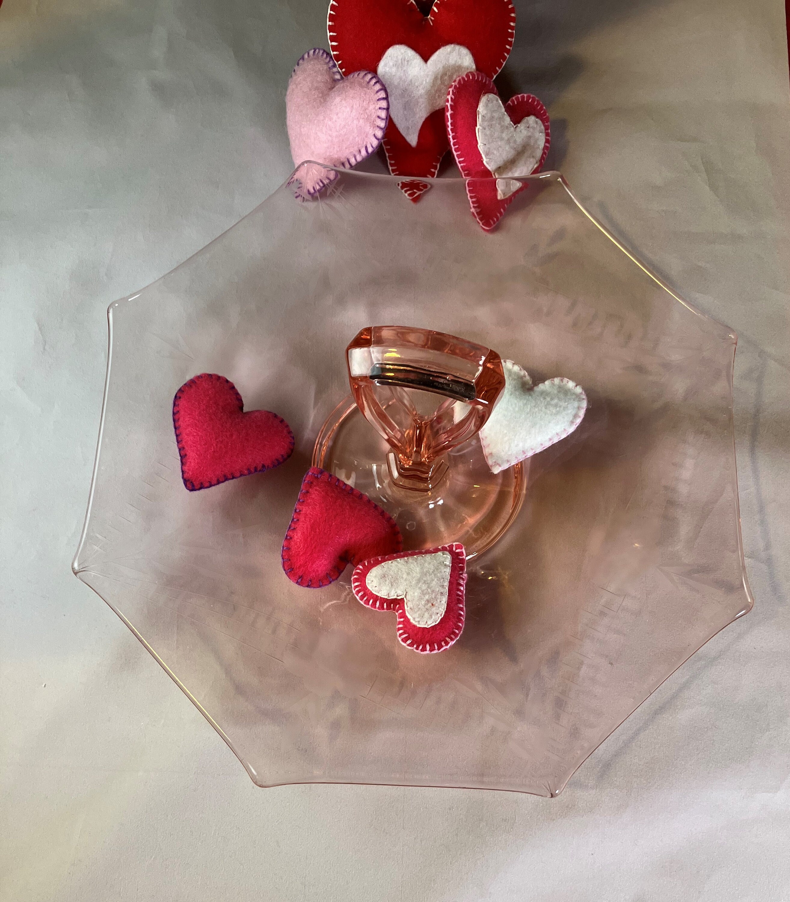 Vintage Pink Depression Glass Sandwich Tray With Center Handle and ...
