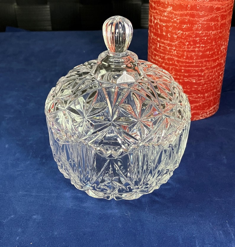 Crystal Covered Candy Dish Starburst Pattern Scalloped - Etsy