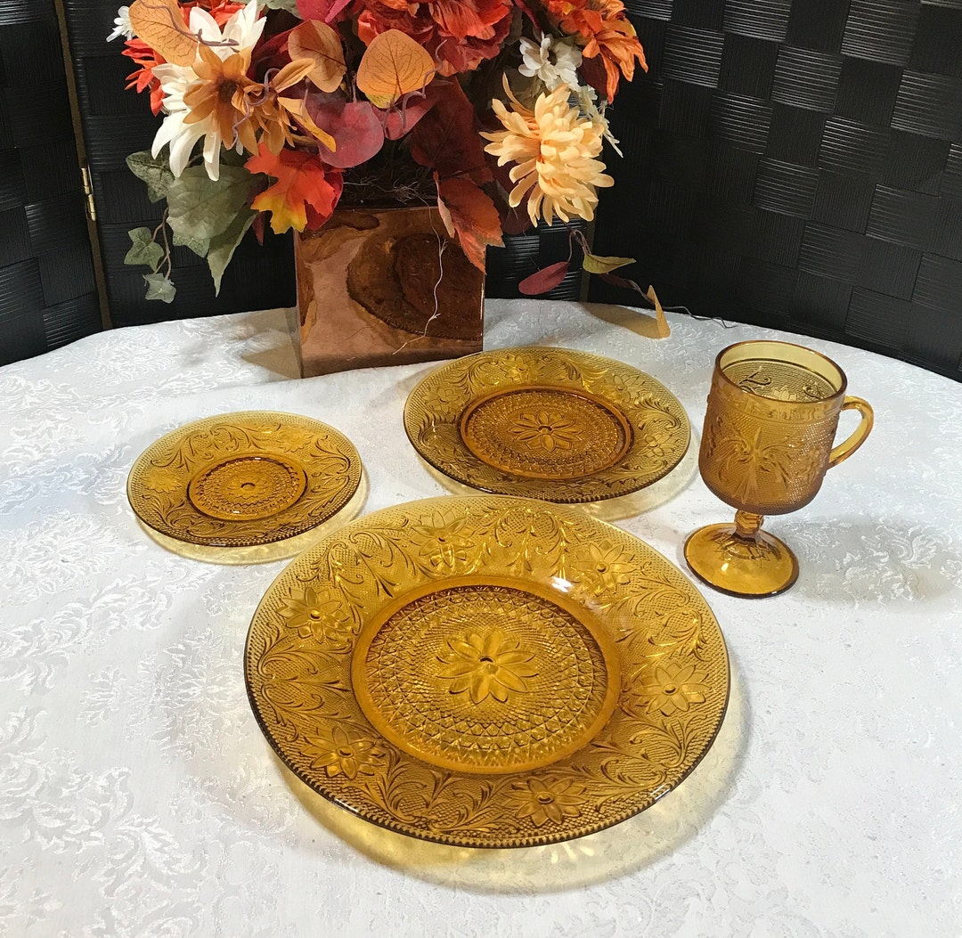 Indiana Glass Amber Sandwich Pattern Tableware. MORE PIECES ADDED - Etsy