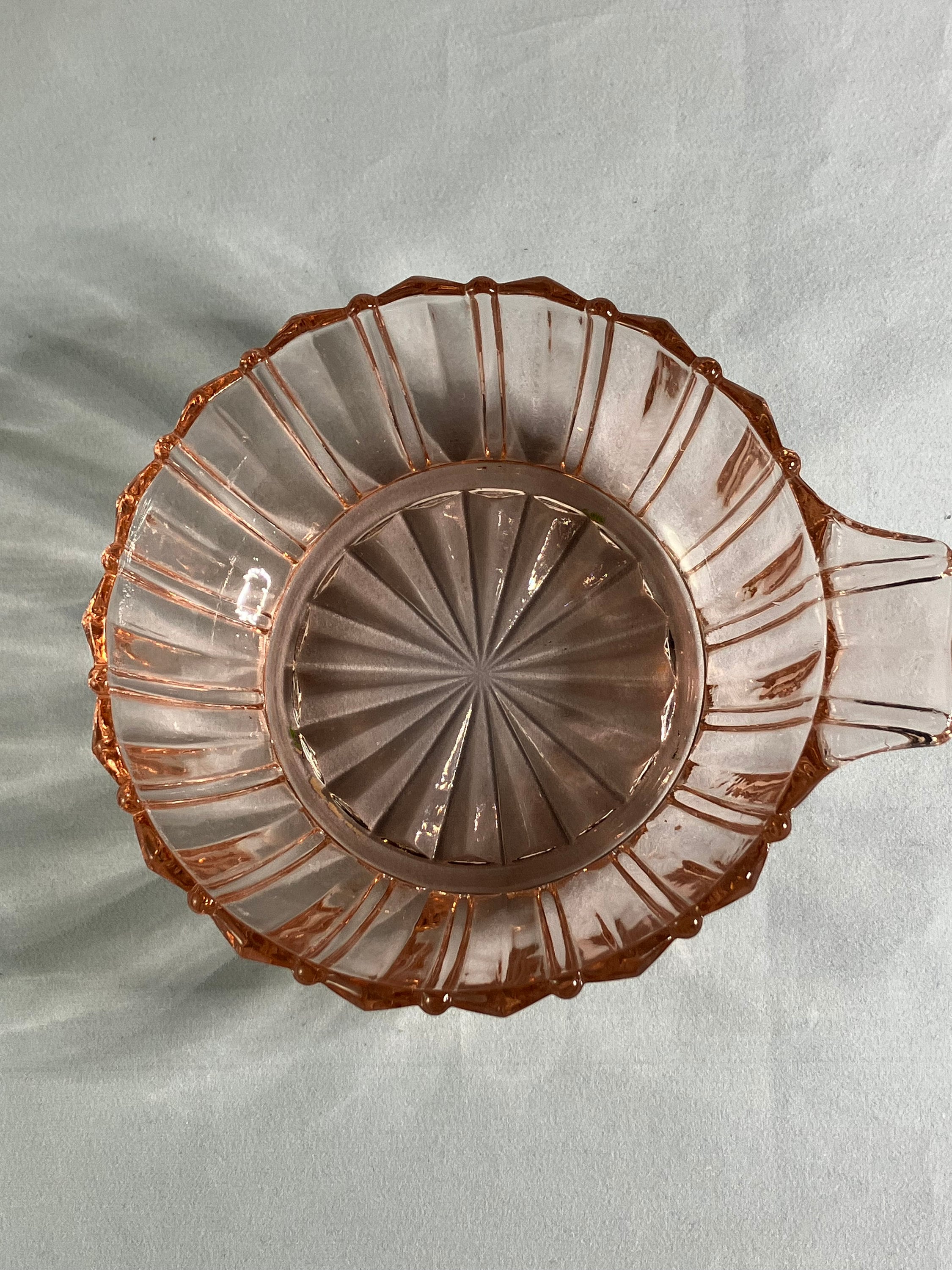 Anchor Hocking Depression Glass Fortune Pattern Pink Handled Nappy and ...