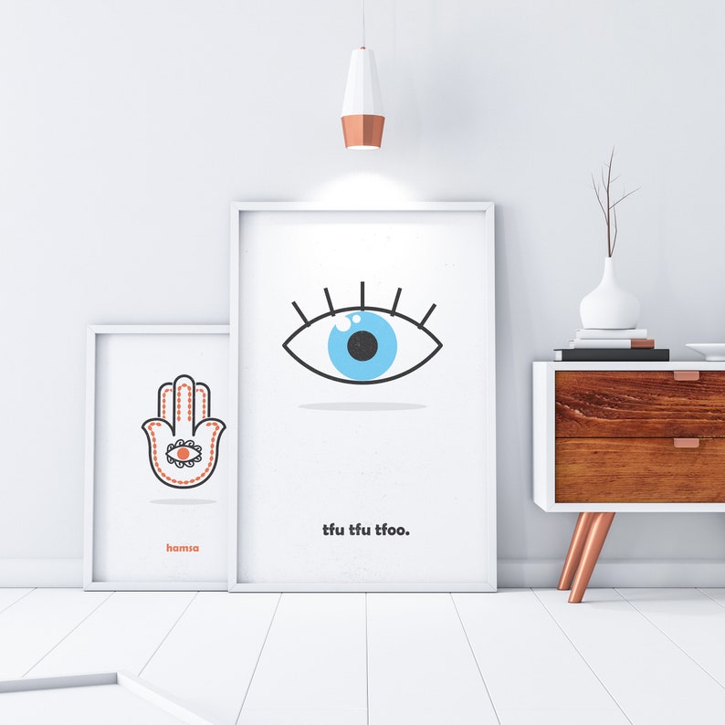 Evil Eye Protection Symbol White Background Printable Art - Etsy