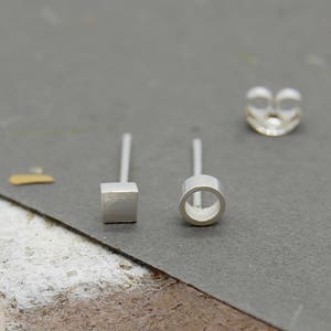 Sustainable Ethical Recycled Sterling Silver Stud Earrings, Minimal Mix & Match, Geometric ...