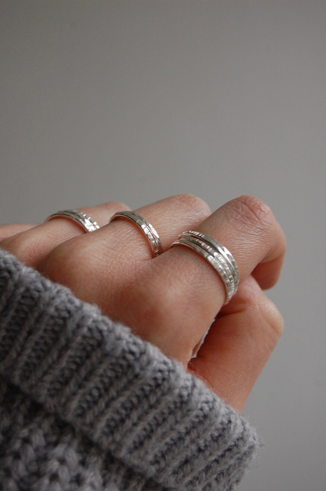 Stacked Skinny Silver Bands, Recycled Sterling Silver, Eco Jewellery ...