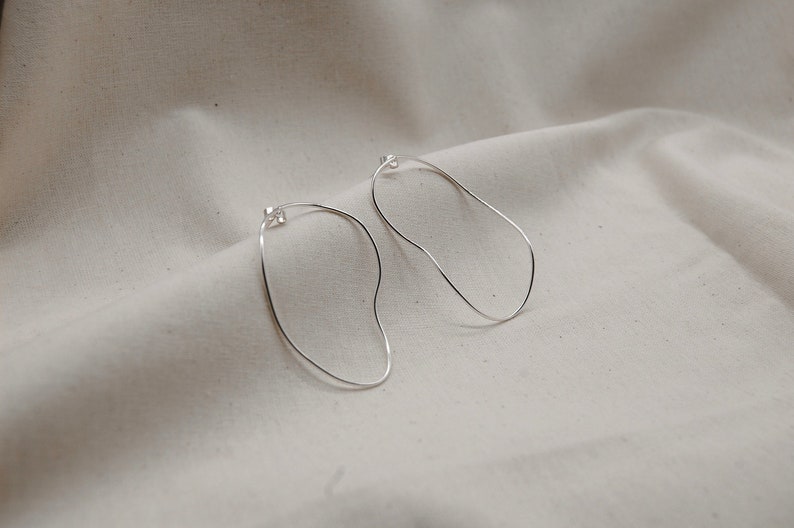 Recycled Eco Sterling Silver Abstract Hoop Earrings Wavy Hoop - Etsy