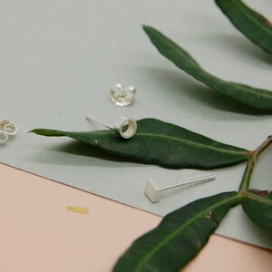 Sustainable Ethical Recycled Sterling Silver Stud Earrings, Minimal Mix & Match, Geometric ...