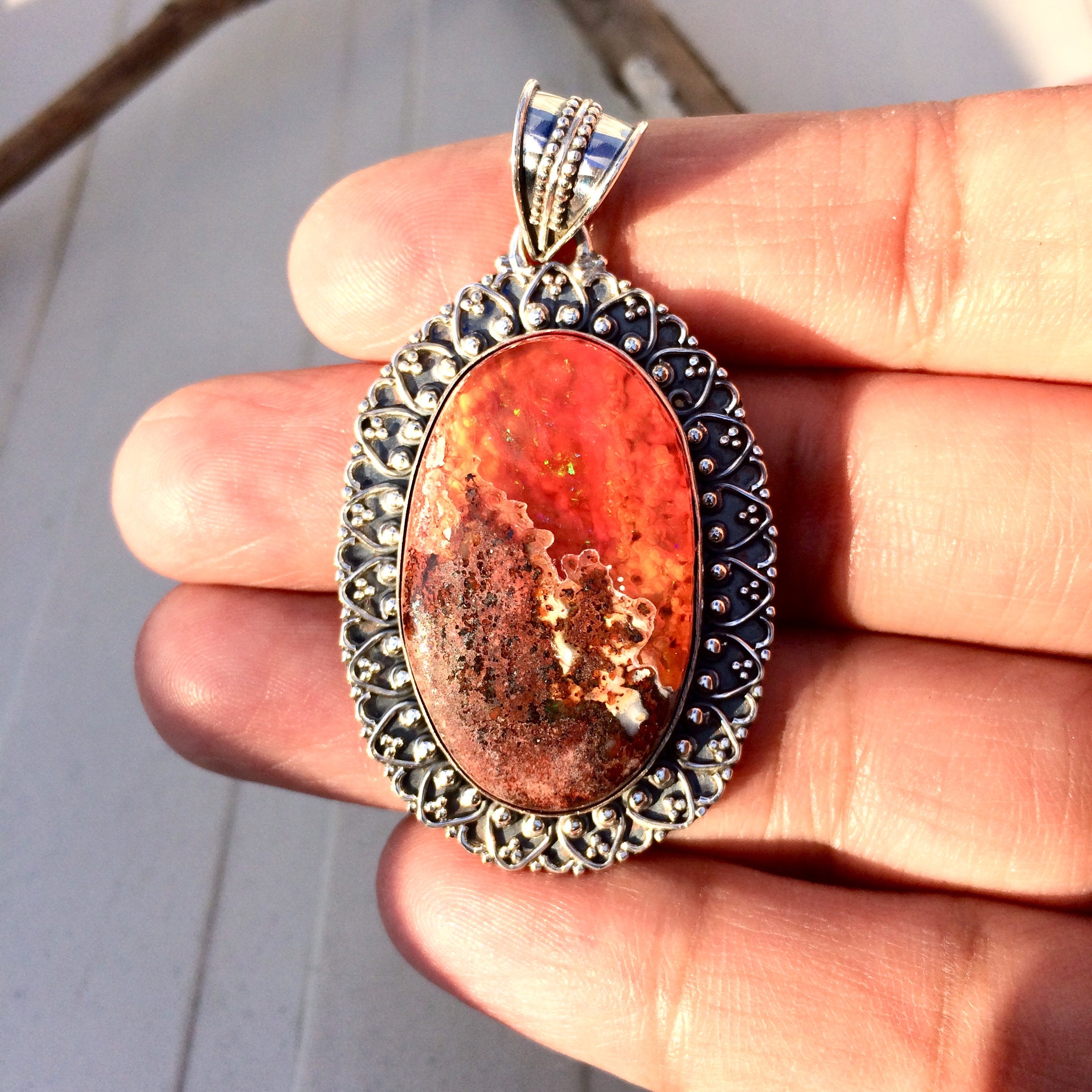 Mexican Fire Opal Pendant
