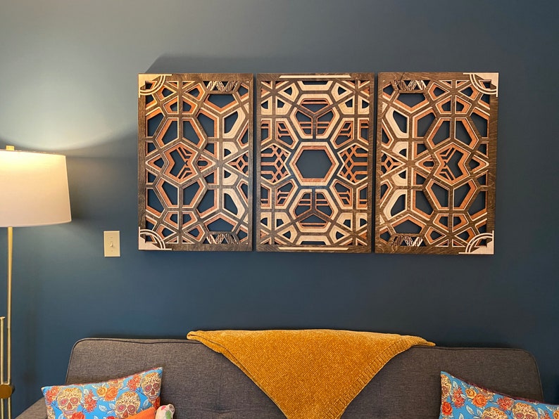 Decorative Wall Panels 3 Panel Triptych Design Multi Layer | Etsy