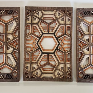 Decorative Wall Panels - 3 Panel Triptych Design - Multi Layer (laser ...