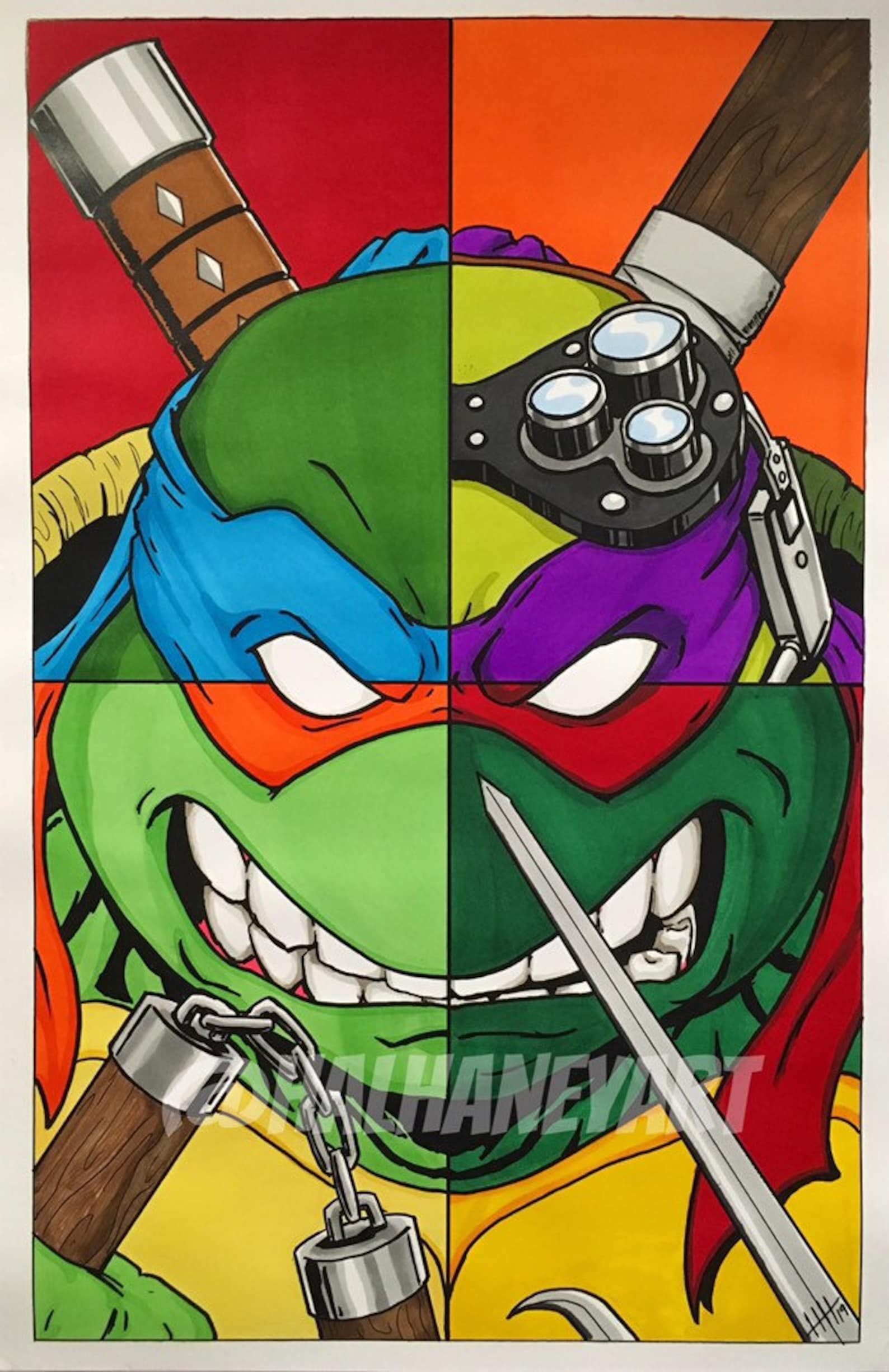 TMNT 4-way Portrait 11x17 Fine Art Print - Etsy