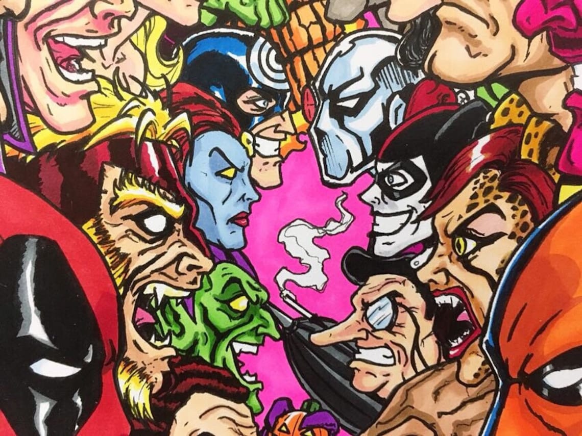 Marvel vs DC Villains 11x17 Fine Art Print | Etsy